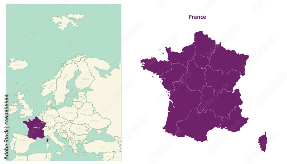Vetor de France map. map of France and neighboring countries. European ...