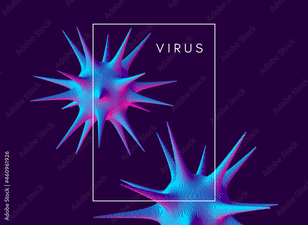 Virus particle. Pathogen organism. Deformed sphere. Background for ...