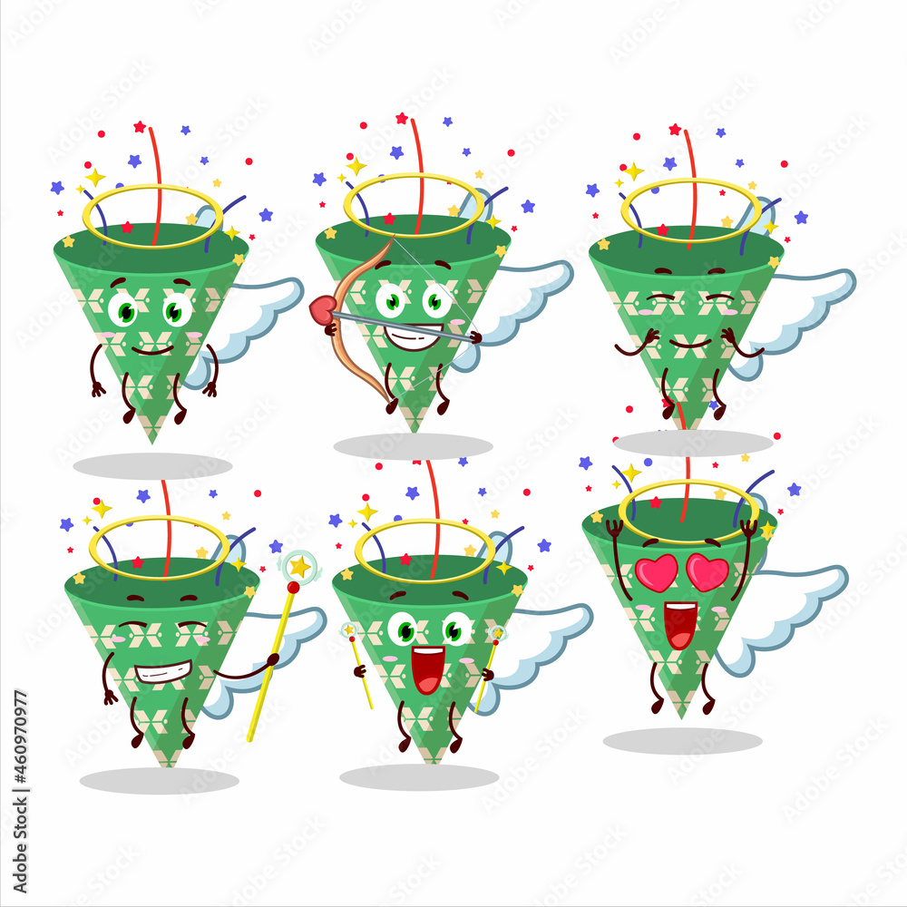 Dark green party popper with confetti cartoon designs as a cute angel ...