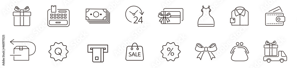 Shopping malls, icons collection, retail outline vector Stock Vector ...