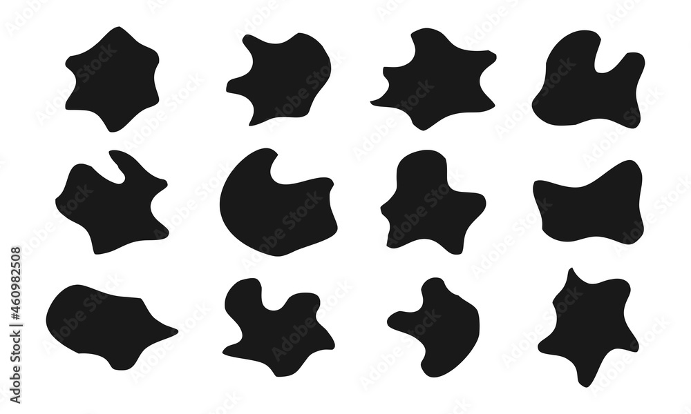 Blob shapes vector set. Random blotch, inkblot, stone silhouette, Ink ...
