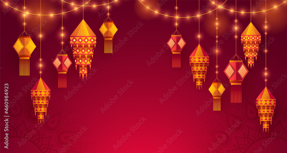Group of paper graphic Indian lantern on Indian festive theme big ...