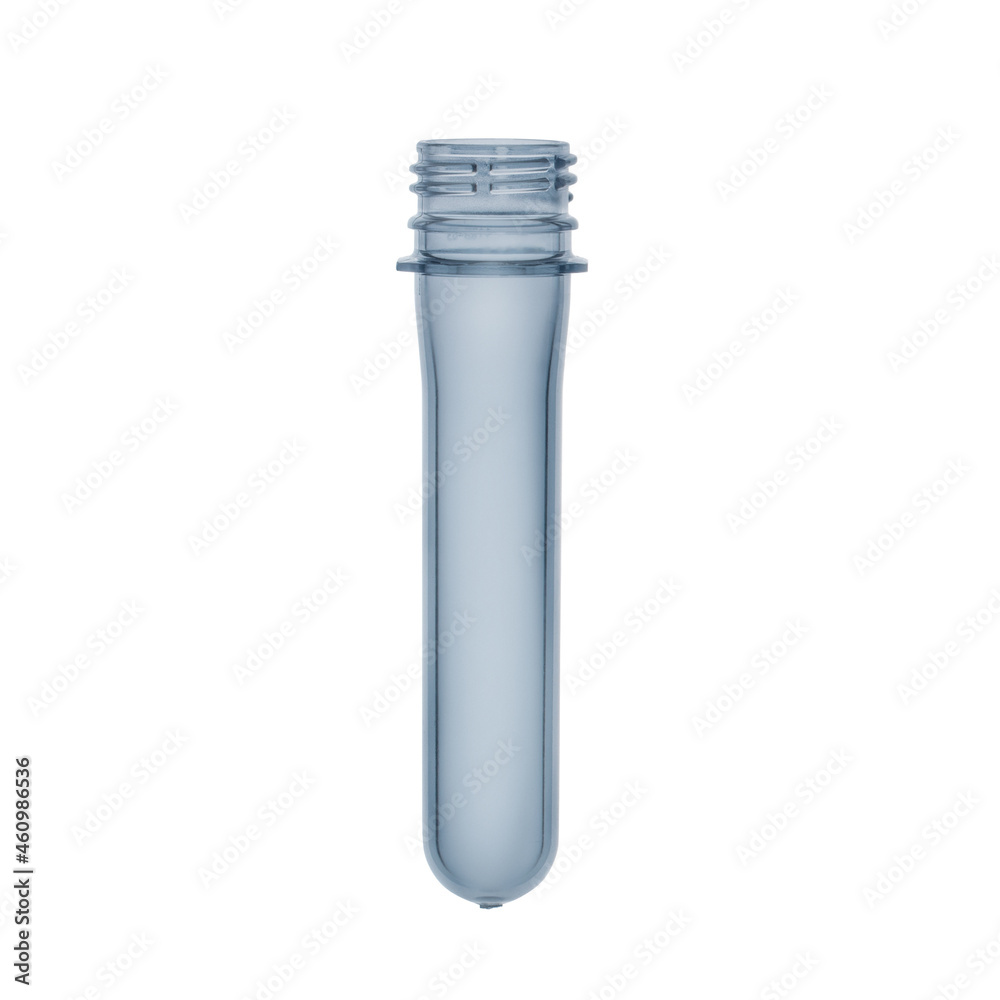 Top view of plastic preform from rPET with PET bottle transparent ...