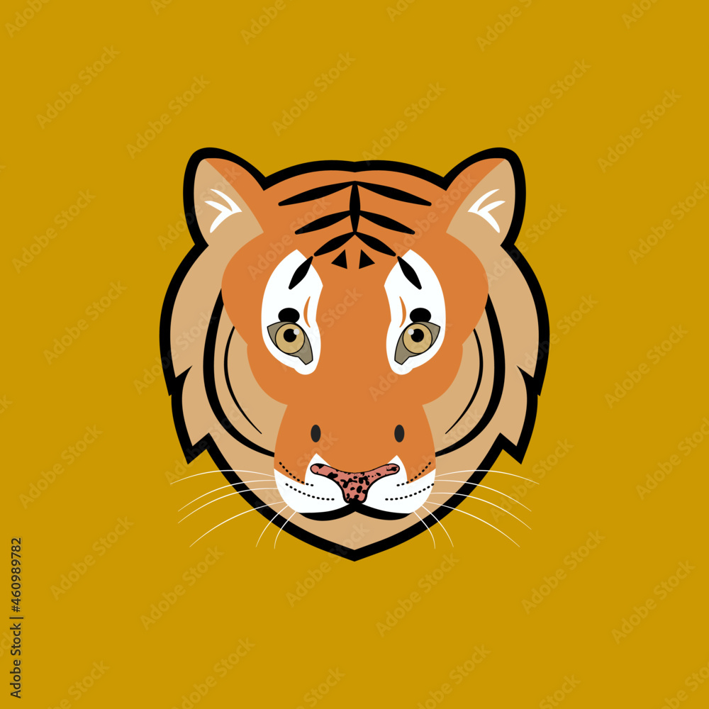 Tiger head vector illustration. Pattern on tiger’s forehead resembles ...