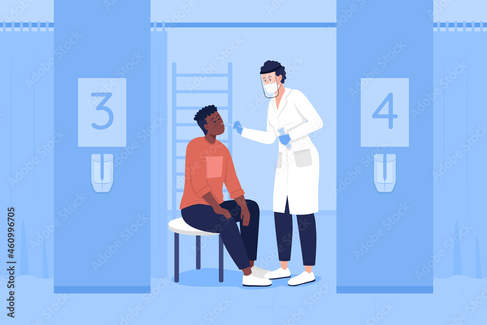 Taking medical sample flat color vector illustration. Health checkup ...