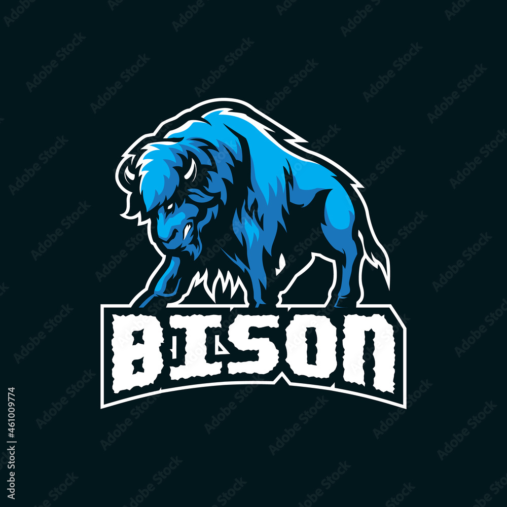 Bison mascot logo design vector with modern illustration concept style ...