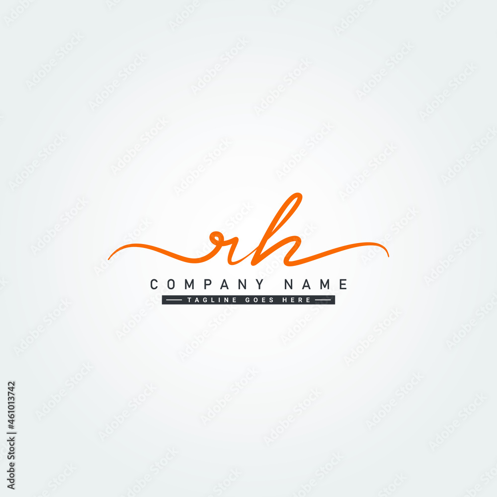 Initial Letter RH Logo - Hand Drawn Signature Logo Stock Vector | Adobe ...