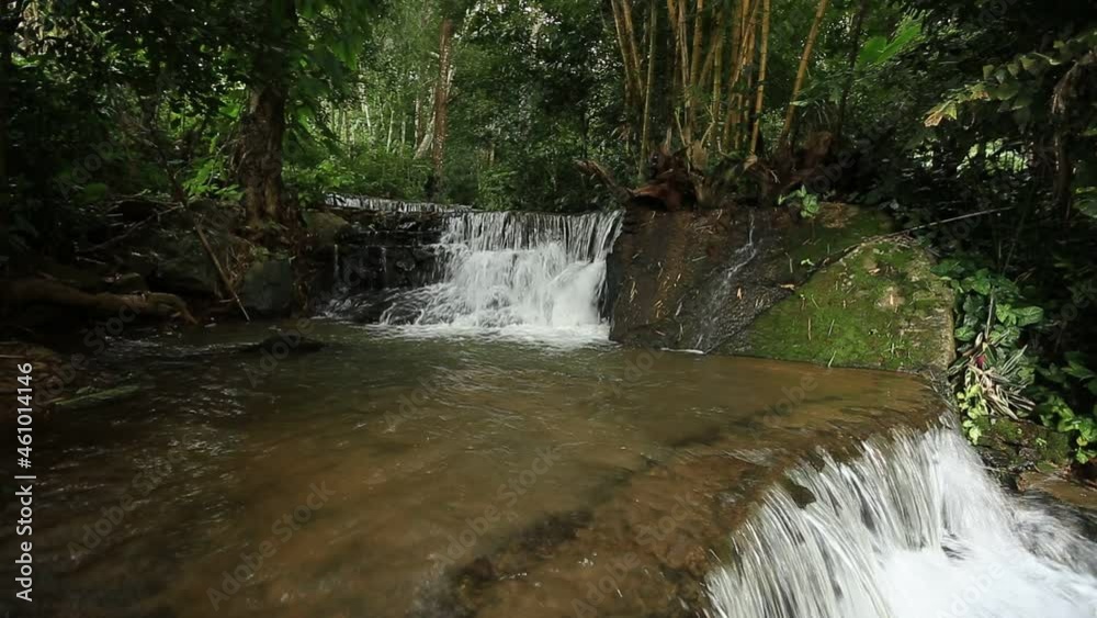 nature video background of water flowing through rocks, natural ...