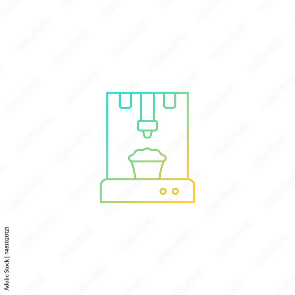3d food printer gradient linear vector icon. Food products ...