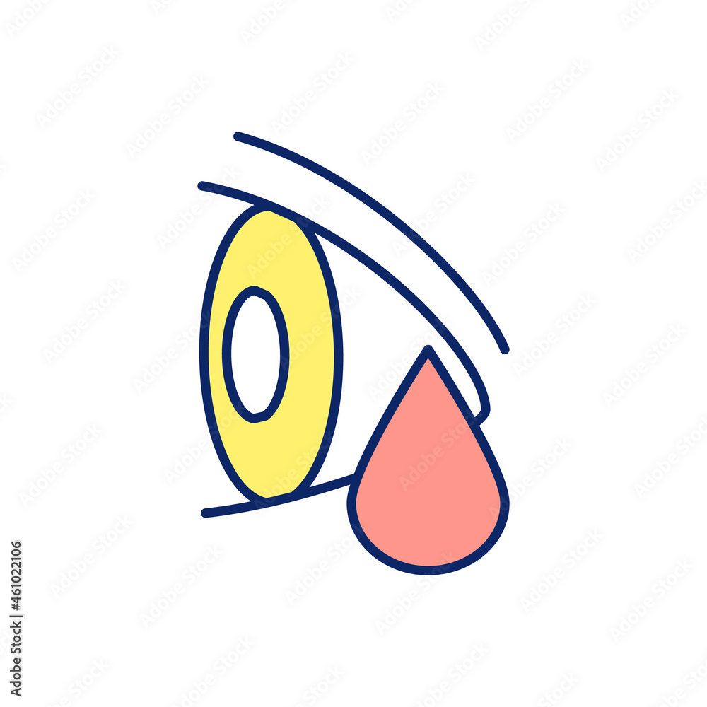 Bleeding in eye RGB color icon. Blocked vision. Subconjunctival ...