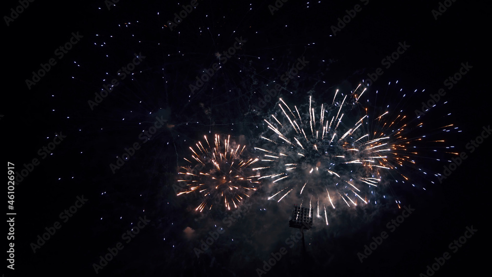 Fireworks Festival Background. Shining Real Fireworks With Bokeh Lights ...