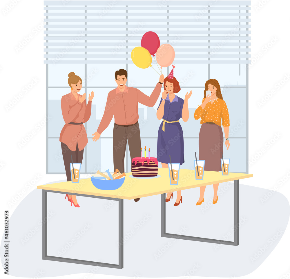 Business celebration concept. Team celebrates company anniversary ...