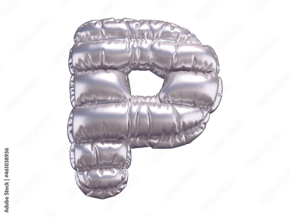 Silver puffer font. Letter P. Stock Illustration | Adobe Stock