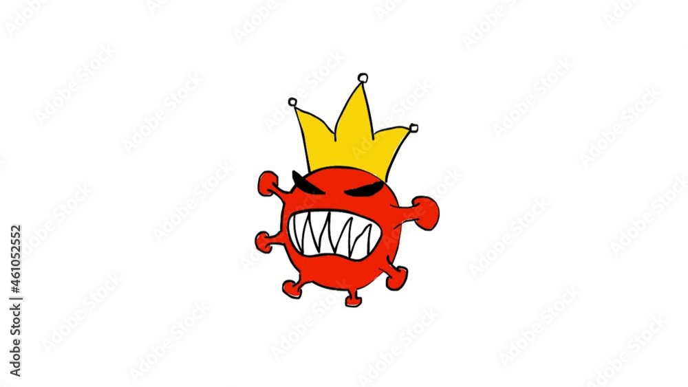 Coronavirus bacteria. In the crown. Red color. An evil look. The spread ...