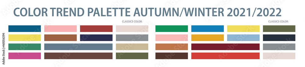 Color trend palette 2021, 2022 autumn and winter. Color swatch trend ...