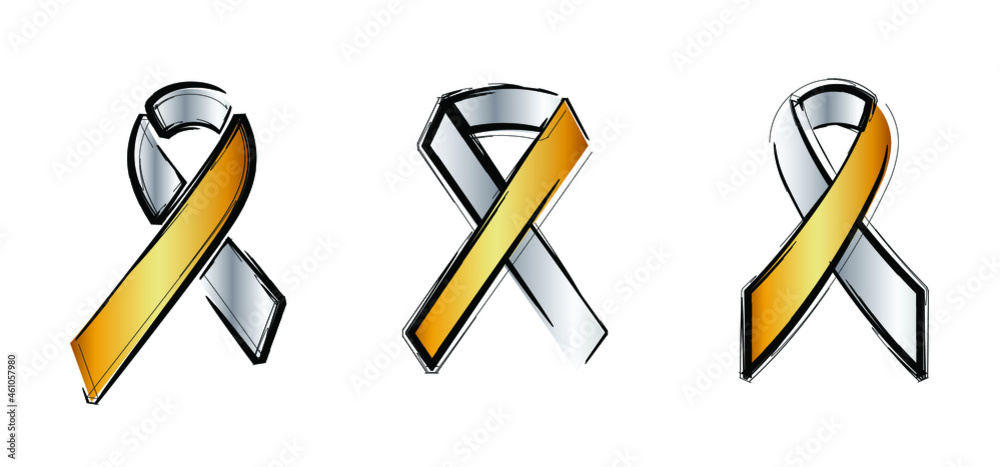 silver, gold ribbon awareness for deafness people, Limited hearing ...