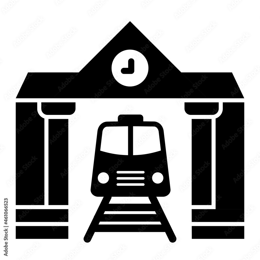 Vector Train Station Glyph Icon Design Stock Vector | Adobe Stock