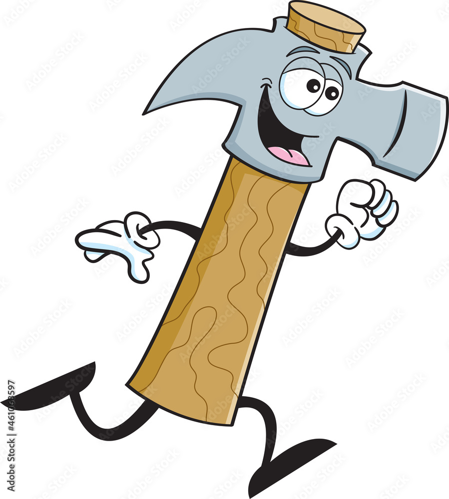 Cartoon illustration of a smiling hammer running. Stock Vector | Adobe ...
