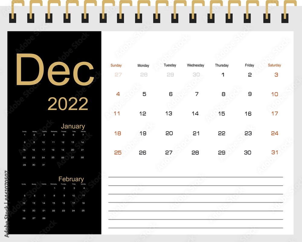 2022 Calendar Planner Design. Monthly scheduler. Week starts on Sunday ...