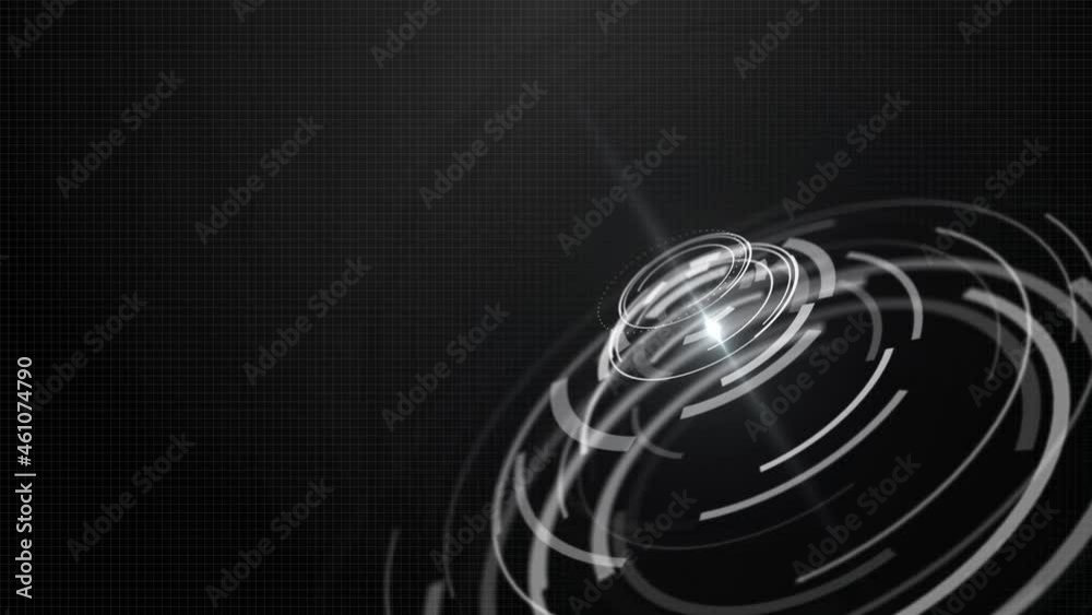 4K 3D digital technology HUD circle gear machine element futuristic ...