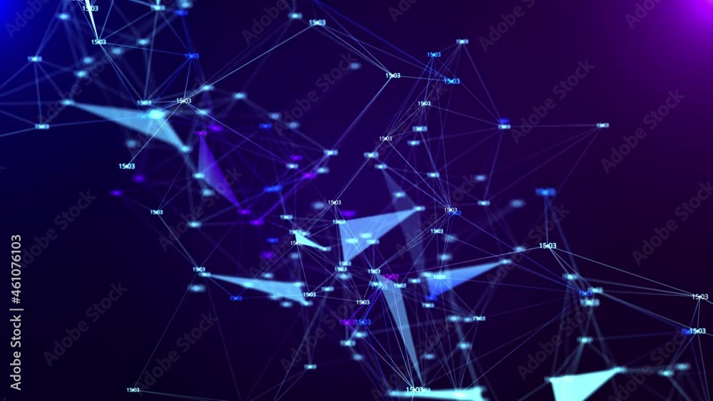3D 4K Abstract digital connection moving dots and lines Technology Loop background. Network ...