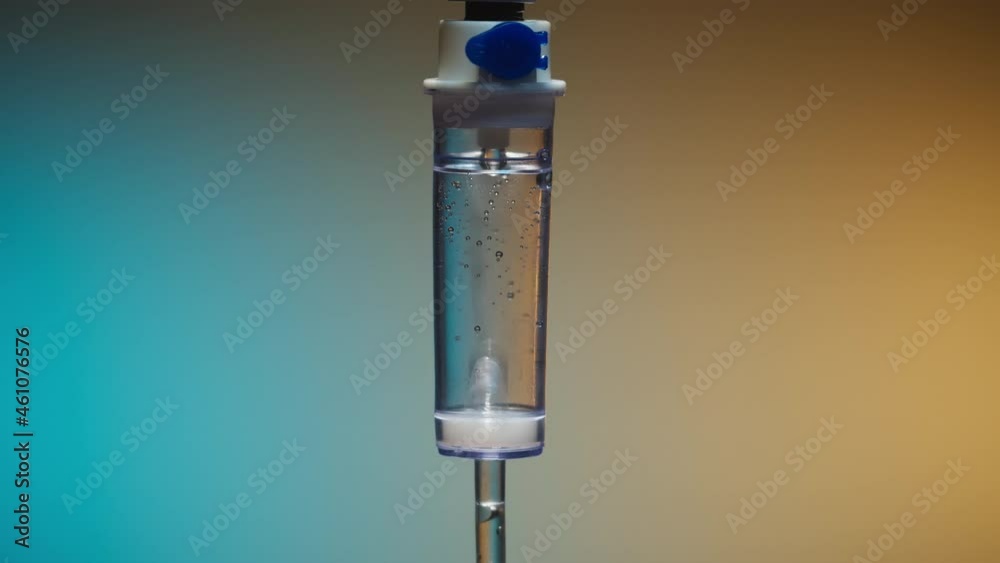 Intravenous dropper close-up. Drop counter in hospital. Medicine and ...