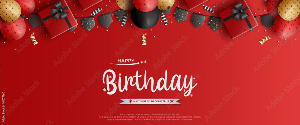 Happy birthday background with assorted party decorations. Stock Vector ...