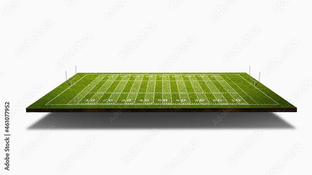 3D american football - playing field from above. A huge copy space ...