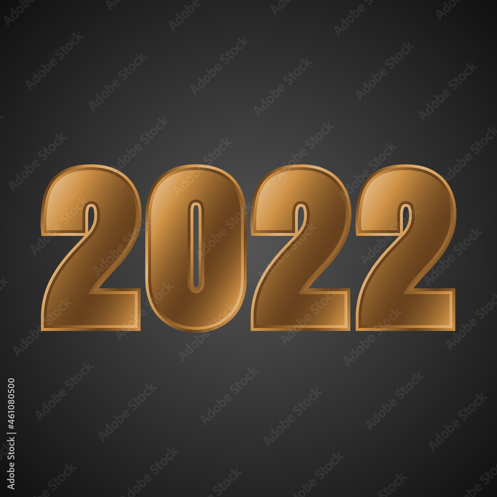Vetor de Metal 2022 Happy New Year text and calendar design. 3d text ...