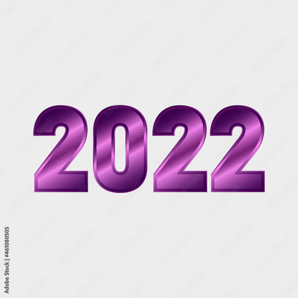 Metal 2022 Happy New Year text and calendar design. 3d text golden ...