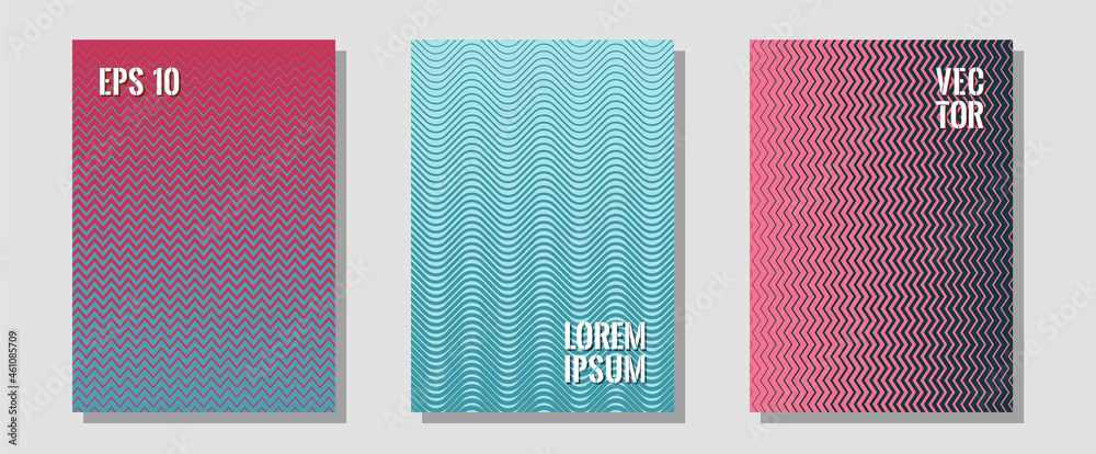 Abstract shapes of multiple lines halftone patterns. Stock Vector ...