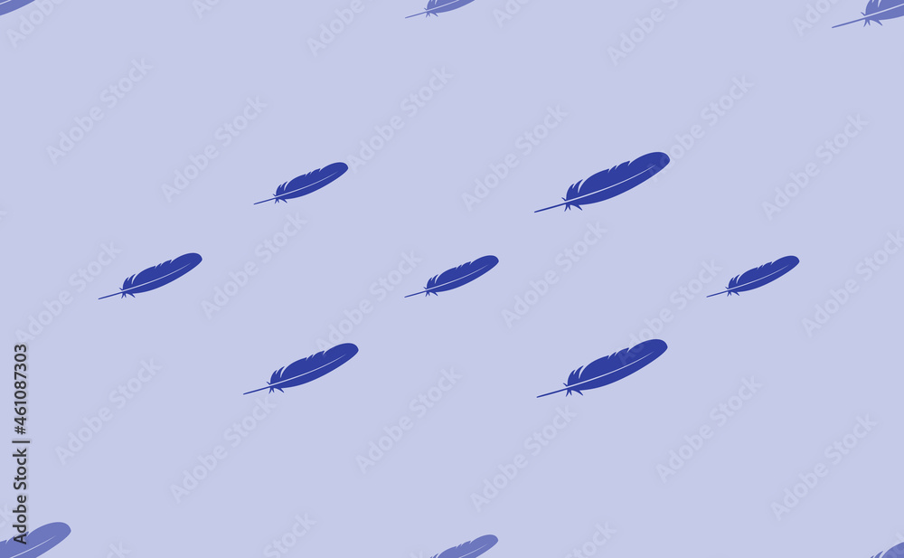 Seamless pattern of large isolated blue feather symbols. The pattern is ...
