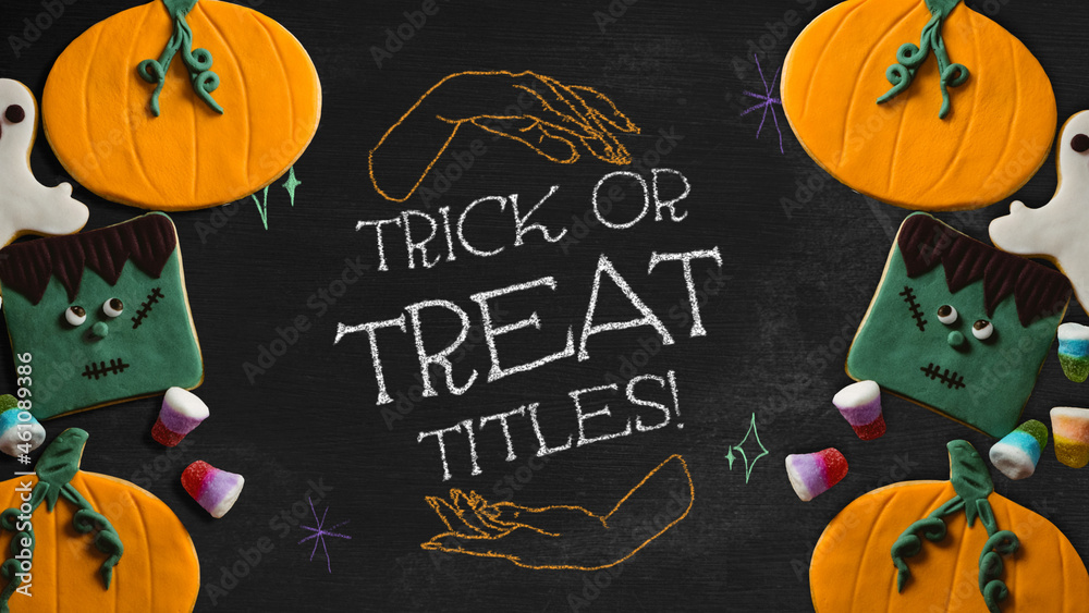 Chalky Trick or Treat Titles Stock Template | Adobe Stock