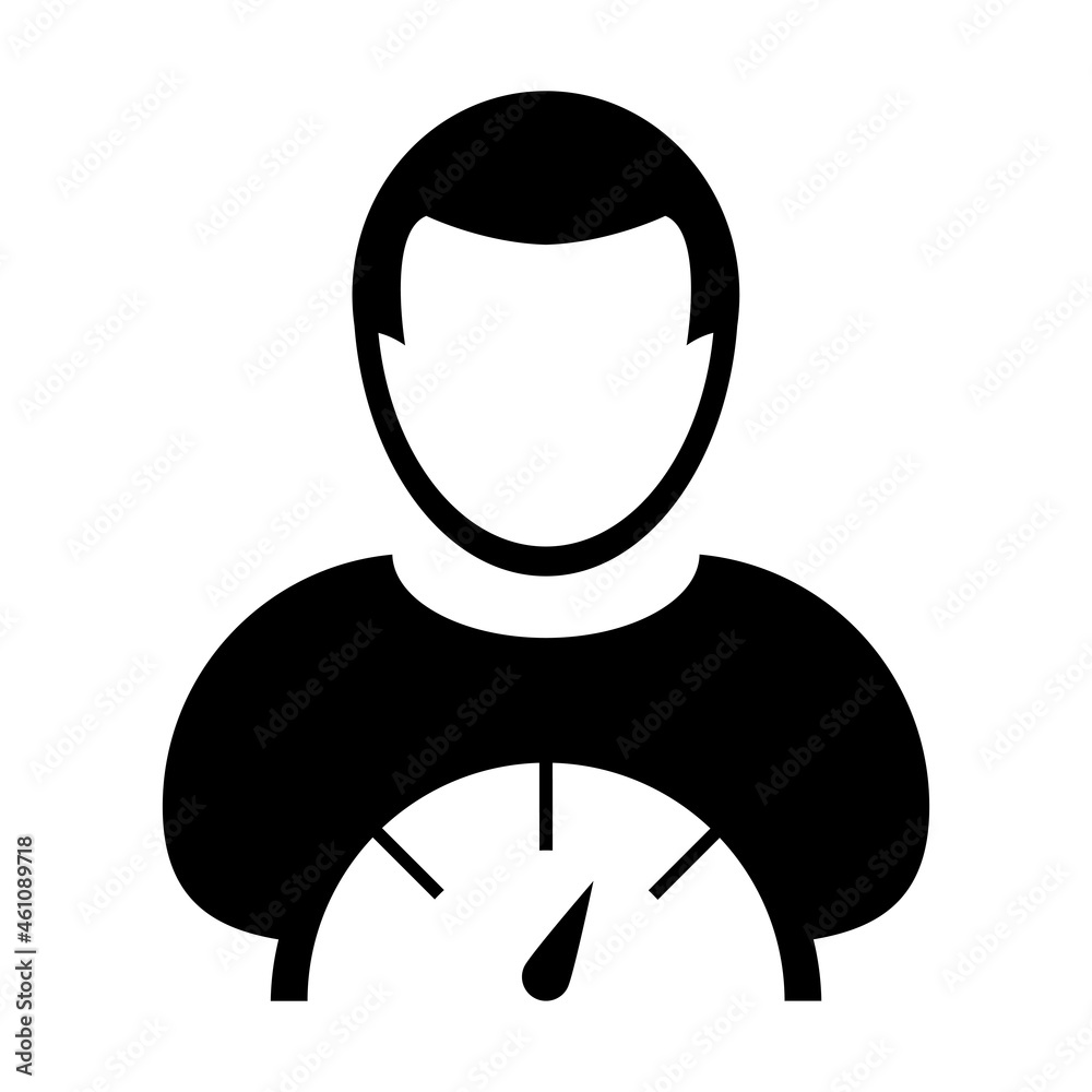 Social credit system icon score meter vector male user person profile ...