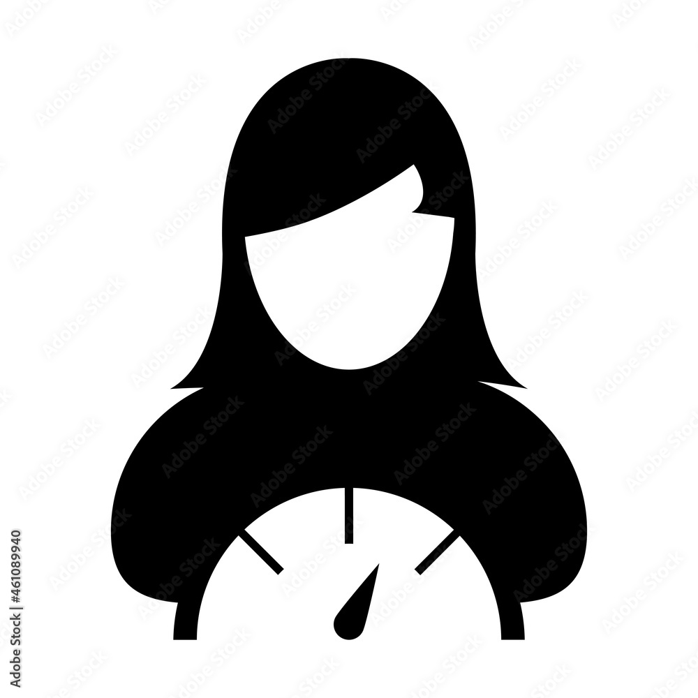 Credit score icon social score meter vector female user person profile ...