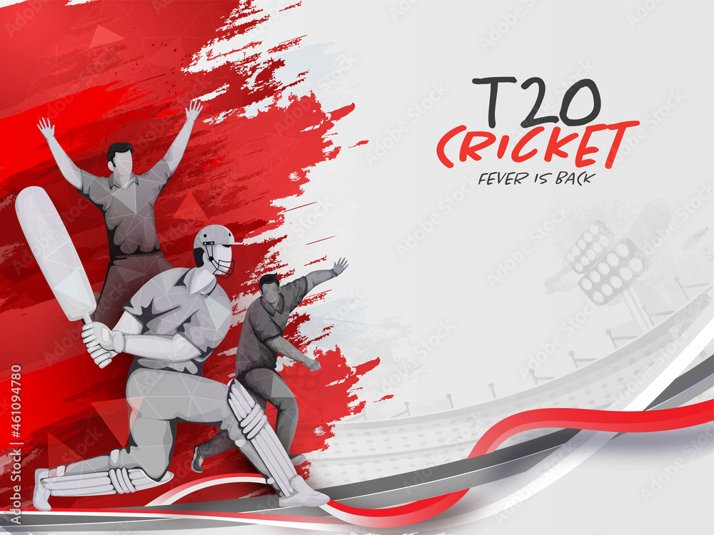 T20 Cricket Fever Is Back Concept With Cartoon Batsman, Bowler Players ...