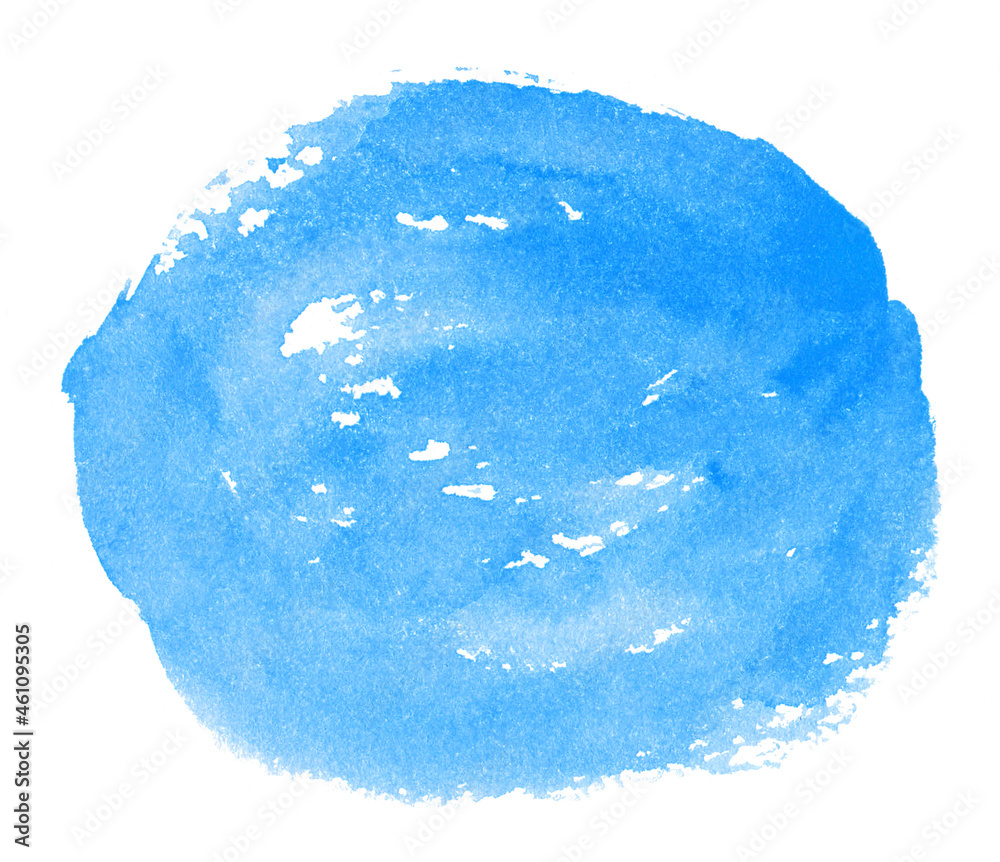 Abstract blue watercolor shape as a background isolated on white ...