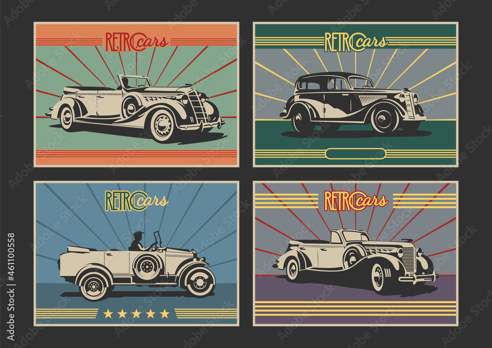 1910s, 1920s, 1930s Cars, Retro Auto Advertising Posters Stylization ...