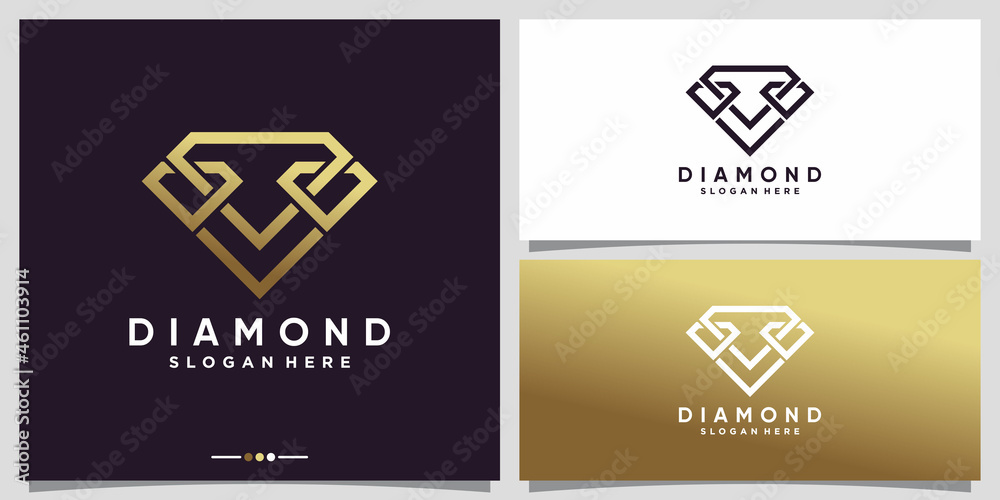 Diamond logo design with line art style and unique concept Premium ...