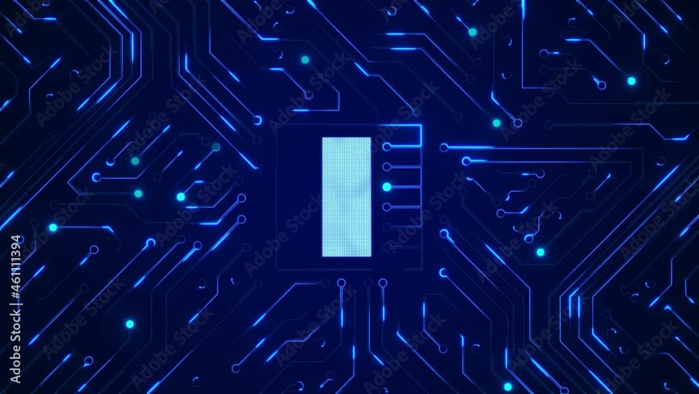 Abstract Blue Circuit Board Technological Network Background Loop ...