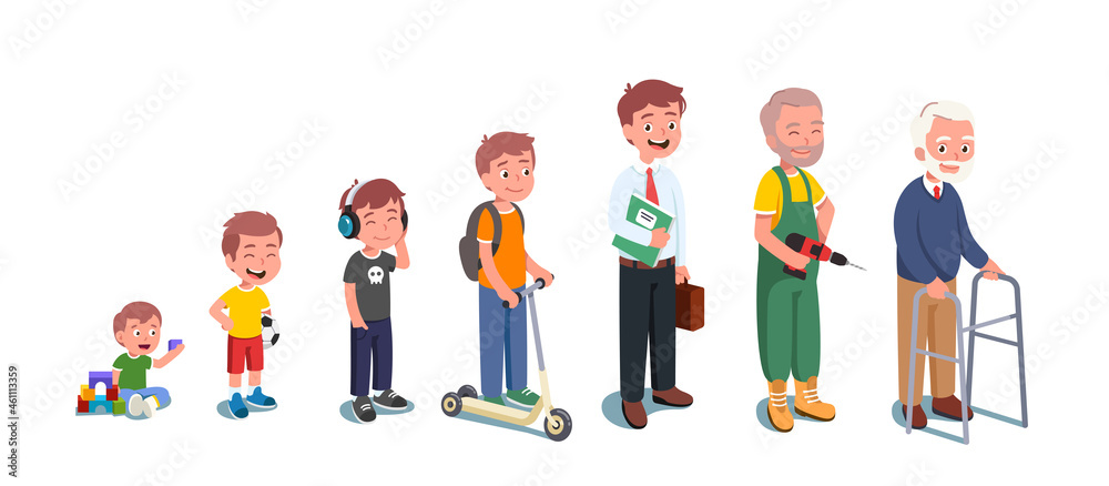 Generations set from newborn child to old man Stock Vector | Adobe Stock