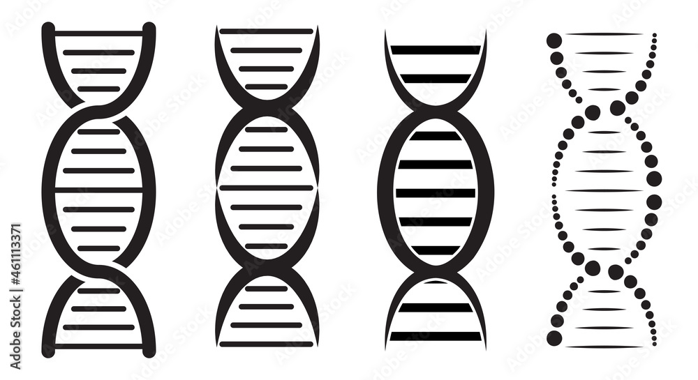DNA helix icon. Symbol of genome structure. Black silhouette shape ...