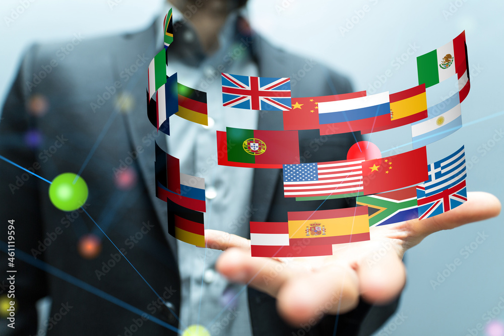 Global communication and international messaging concept, national ...