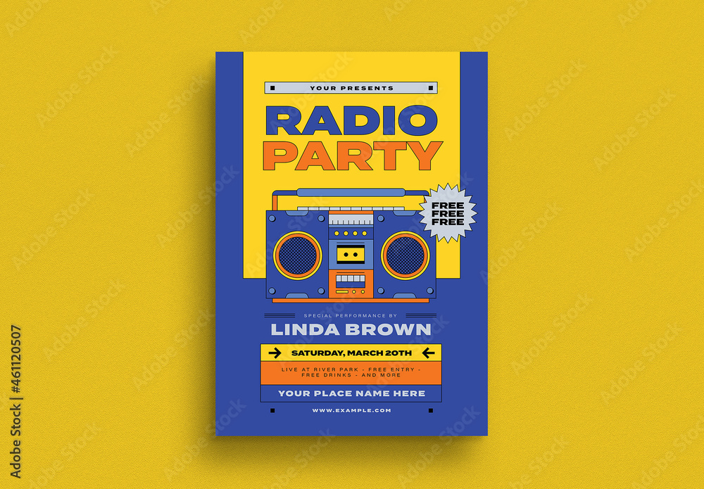 Radio Event Flyer Layout Stock Template | Adobe Stock