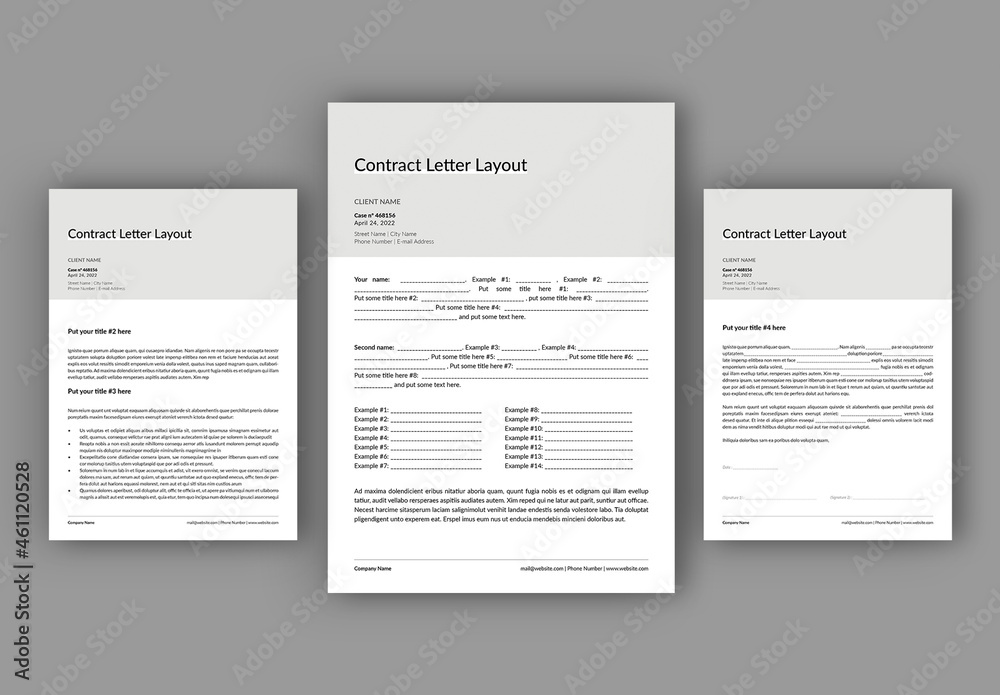 Contract Letter Layout Stock Template | Adobe Stock