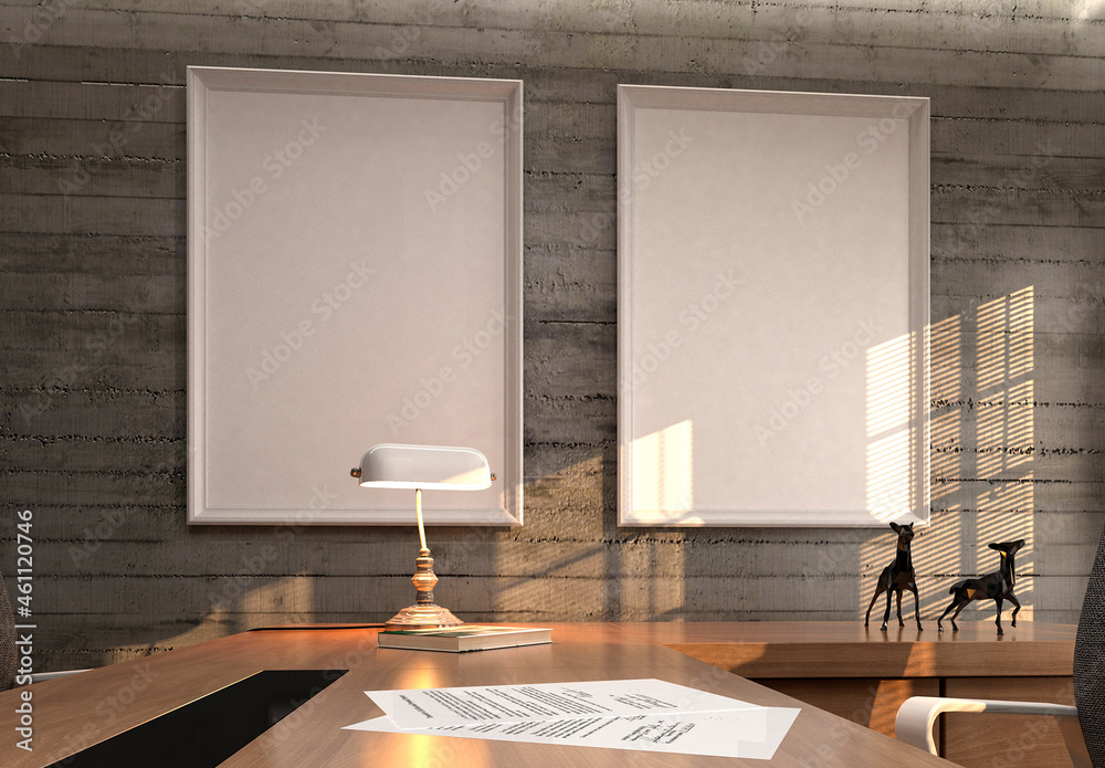 Wall Frame Modern Office Mockup Stock Template | Adobe Stock