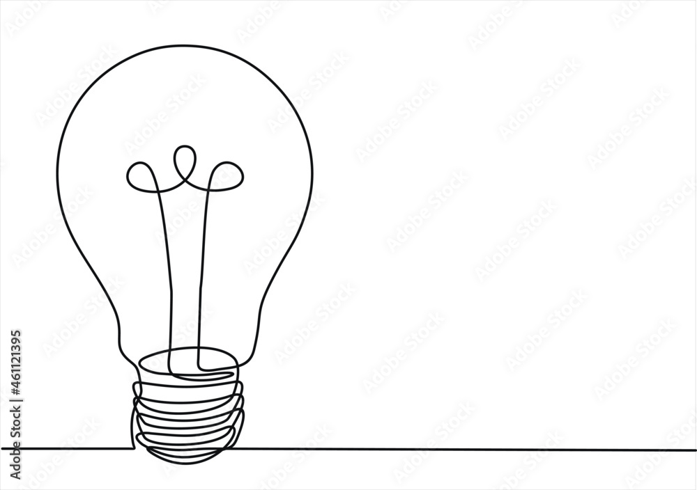 Light bulb line art illustration vector.Continuous light bulb line ...