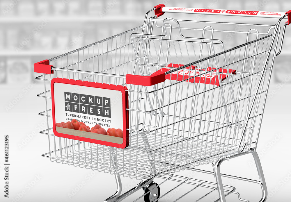 Shopping Metal Cart Front Mockup Stock Template | Adobe Stock