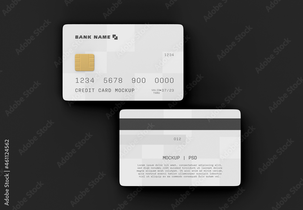 Top View of Two Credit Card Mockup Stock Template | Adobe Stock
