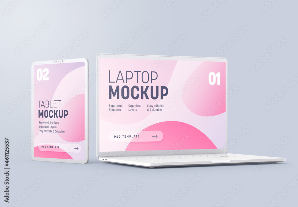 Clay Tablet and Laptop Multi Device Mockup Stock Template | Adobe Stock
